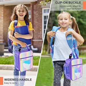 Samhe Lunch Box for Girls Kids, Insulated Rainbow Tote Bag Leakproof Thermal Cooler Reusable Lunch Bag for School Office Outdoor (Purple)