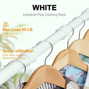 TALITARE Industrial Pipe White Clothing Rack, 29 Inch Wall Mounted Clothes Rack, Heavy Duty Iron Hanging Bar Rod for Retail Display Garment Laundry Storage