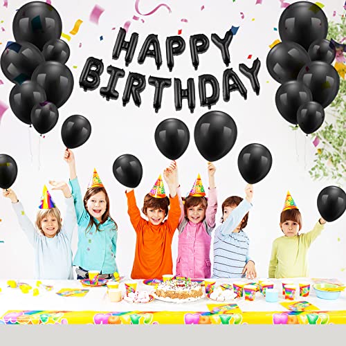 Black Balloons Different Sizes 50 Pack - 12/10/5 inch Matte Black Birthday Decorations Balloon Banner Kit Latex Balloon for Birthday Wednesday Party Decorations Graduation Baby Shower