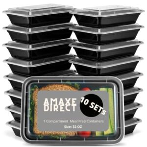 amaxe -(32 oz, 10 pack) microwave safe bpa free stackable meal prep food storage food containers with lids take out containers meal prep containers reusable plastic containers with lids