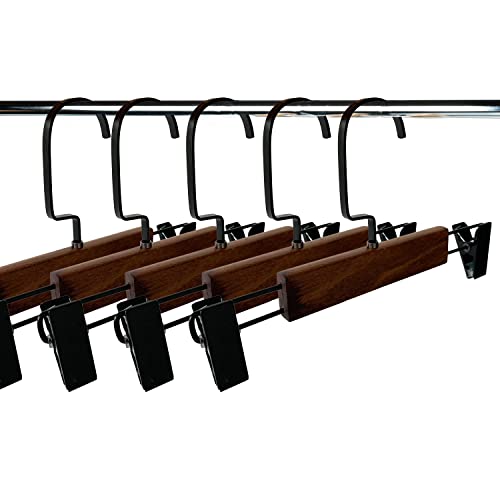 5Pcs Wooden Clips Boots Hangers Double Adjustable Boot Holders for Tall Boots Hanging Clips, Boot Organizer, Socks Bags Hanging Clips Portable Travel Clips Hangers, Walnut Pants Hangers