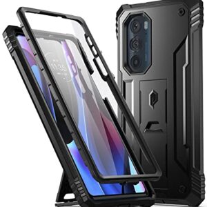 Poetic Revolution Case for Moto Edge Plus 5G 6.7" (2022) / Edge+ 5G UW (2022), Model # XT2201, Full-Body Rugged Shockproof Protective Cover with Kickstand and Built-in-Screen Protector, Black