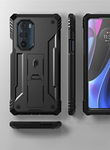 Poetic Revolution Case for Moto Edge Plus 5G 6.7" (2022) / Edge+ 5G UW (2022), Model # XT2201, Full-Body Rugged Shockproof Protective Cover with Kickstand and Built-in-Screen Protector, Black