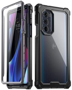 poetic guardian series case designed for motorola edge plus 5g 6.7" (2022) / edge+ 5g uw (2022), model # xt2201,full body hybrid shockproof bumper cover with built-in screen protector, black/clear