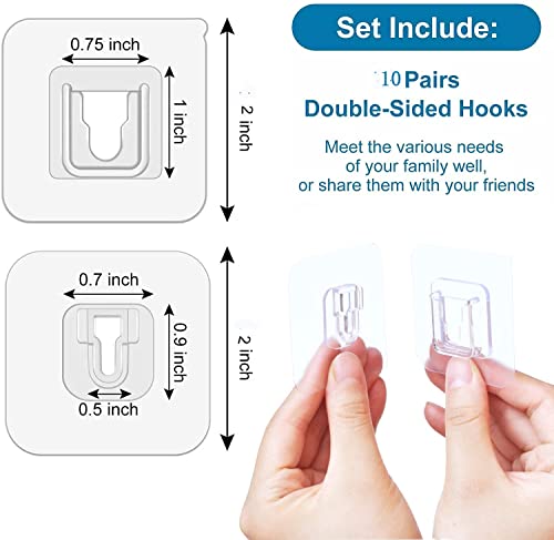 wjq&linyuzi 10pcs Double-Sided Adhesive Kitchen Wall Hook Hanger Strong Transparent Wall Storage Sucker for Kitchen Bathroom Hooks, Clear