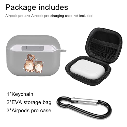 JOYLAND Love Cat Case Compatible with Airpods Pro Gray Soft TPU Cover, Supports Wireless Charging Shockproof Protective Case for Airpods Pro