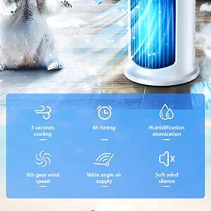 Portable Air Conditioner Fan Strong Air Flow Personal USB Air Cooler Fan RGB Colorful Light 5-Speed Multi-Function Timing Air Conditioning Fan Home Dormitory Office Desktop Humidification Electric Fan