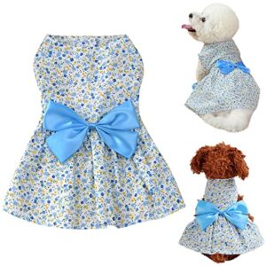 brocarp dog dress- puppy floral princess dresses, dog dress bowknot tutu skirt, thin cute pet summer clothes apparel for small medium girl dogs cats kitten, dog flower sundress doggy outfit costume