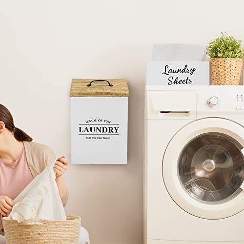 Unistyle Dryer Sheet Holder & Lint Bin Set,Wooden Dryer Sheet Dispenser,Magnetic Lint Bin for Laundry Room Organization and Storage,Fabric Softener Dispenser Laundry Pods Container for Laundry Decor