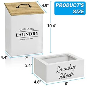 Unistyle Dryer Sheet Holder & Lint Bin Set,Wooden Dryer Sheet Dispenser,Magnetic Lint Bin for Laundry Room Organization and Storage,Fabric Softener Dispenser Laundry Pods Container for Laundry Decor