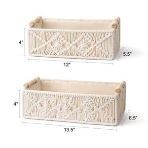 Mkono Jute Woven Storage Basket and 2Pcs Macrame Storage Baskets Boho Decor for Bedroom, Dorm, Living Room, Bathroom