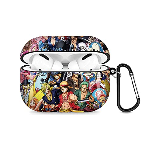 AOUDHOI Anime Characters Airpods Pro Case Compatible with AirPods Pro Full Protective Shockproof Wireless Earphone Case with Key Chain Headphone Case for Teens Adults -1