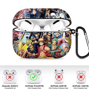 AOUDHOI Anime Characters Airpods Pro Case Compatible with AirPods Pro Full Protective Shockproof Wireless Earphone Case with Key Chain Headphone Case for Teens Adults -1