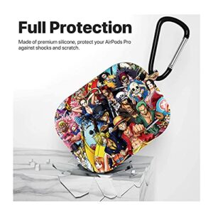 AOUDHOI Anime Characters Airpods Pro Case Compatible with AirPods Pro Full Protective Shockproof Wireless Earphone Case with Key Chain Headphone Case for Teens Adults -1