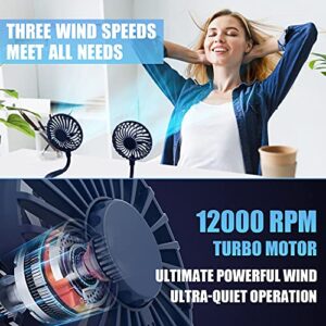 Portable Neck Fan, 24 Working Hours Rechargeable Battery Operated Fan with a Charger for 2x2600 mAh Battery, Personal Fan Hands Free Wearable Hanging Around Neck Fans for Travel Gardening Cooking