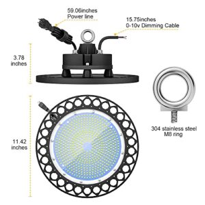 2Pack 200W UFO LED High Bay Lights 5000K Daylight Super Bright 34658LM Dimmable 0-10V Commercial Shop Lighting Fixture 100-277V with 5'Cable US Plug Warehouse Light IP65 Waterproof Workshop Area Lamp