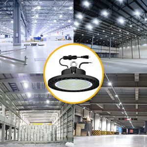 2Pack 200W UFO LED High Bay Lights 5000K Daylight Super Bright 34658LM Dimmable 0-10V Commercial Shop Lighting Fixture 100-277V with 5'Cable US Plug Warehouse Light IP65 Waterproof Workshop Area Lamp