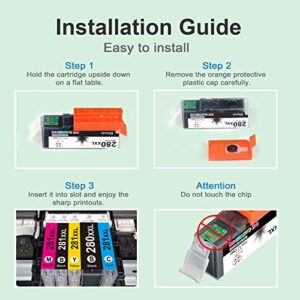 MS DEER Compatible Ink Cartridges 280 and 281 Replacement for Canon PGI-280XXL CLI-281XXL 280 XXL 281 XXL for Canon Pixma TR7520 TR8520 TS6120 TS6220 TS8120 TS8220 TS9120 TS9520 TS702 (15 Combo Pack)