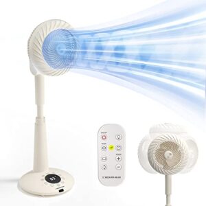 mizukata hikari versatile air circulator floor standing fan with remote, 2022 nature breath portable pedestal fan, 12 speeds, night light, aroma box, for indoor, outdoor, white.