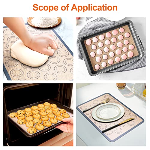 Silicone Baking Mat - HOOMIL Set of 2 Reusable Macaroon Baking Mats, Heat Resistant Food Grade Cooking Bakeware Mats for Pizza, Cookies, Bread and Pastry