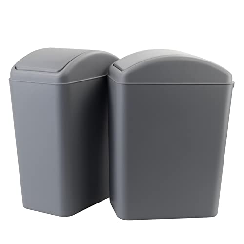 Innouse Swing Lid Garbage Bin Kitchen, 4 Gallon/ 16 L Grey Trash Can, 2 Packs