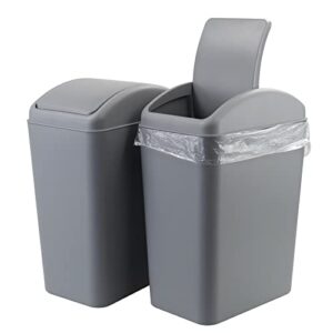 innouse swing lid garbage bin kitchen, 4 gallon/ 16 l grey trash can, 2 packs