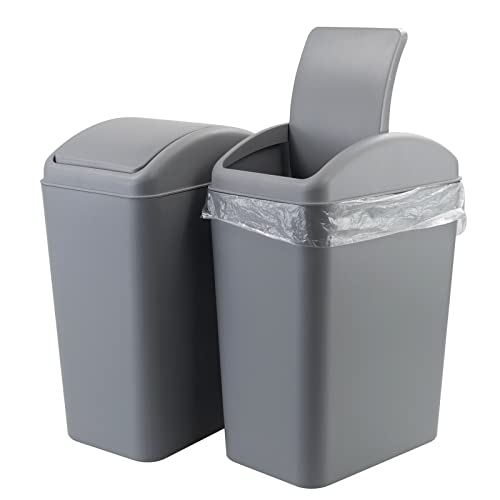 Innouse Swing Lid Garbage Bin Kitchen, 4 Gallon/ 16 L Grey Trash Can, 2 Packs