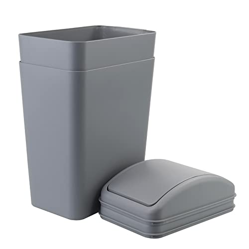 Innouse Swing Lid Garbage Bin Kitchen, 4 Gallon/ 16 L Grey Trash Can, 2 Packs