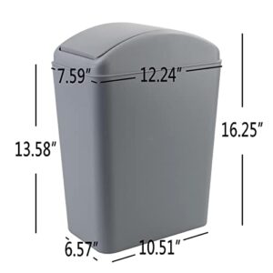 Innouse Swing Lid Garbage Bin Kitchen, 4 Gallon/ 16 L Grey Trash Can, 2 Packs