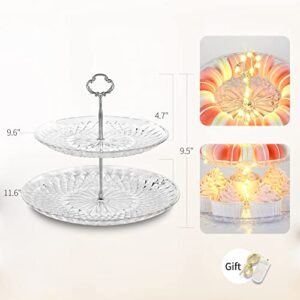 NWK Crystal Clear Cake Stand with Light Strings 5 Piece Perfect for Wedding Birthday Baby Shower Party Clear