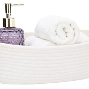 HLWDFLZ Bathroom Countertop Organizer Basket, Cotton Rope Woven Storage Basket Toilet Paper Decorative Basket for Bathroom, Bedroom, Living Room, Entryway (Off White)