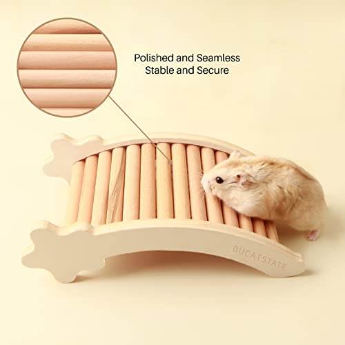 BUCATSTATE Hamster Climbing Ladder, Wooden Climbing Toy and Bridge Cage Decor for Hamsters Gerbils Mice and Small Animals (Star Pattern)