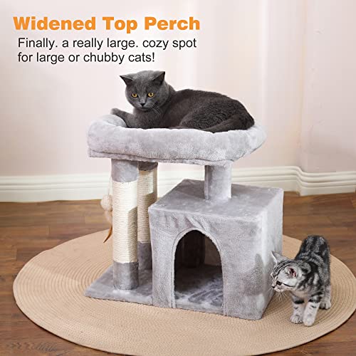 LOUSCIPETS Cat Tree Scratching Post for Indoor Cats, 20-inch Cat Condo with Platform, Cat Tower Cat Furniture Activity Center Play House Grey for Kittens, M Size