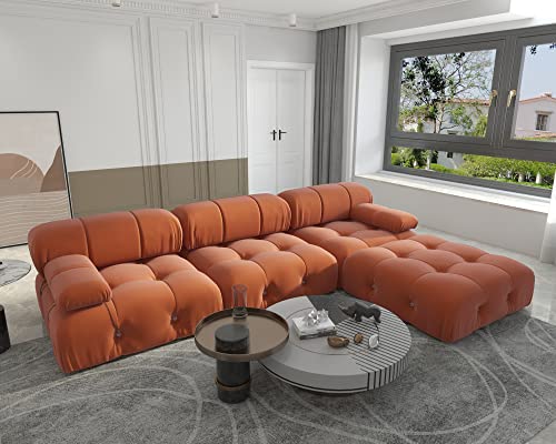 Sdorens Modern Velvet Sectional Sofa, L Shape Minimalist Modular Sofa Couch, Convertible Sofa Couch for Living Room, Apartment