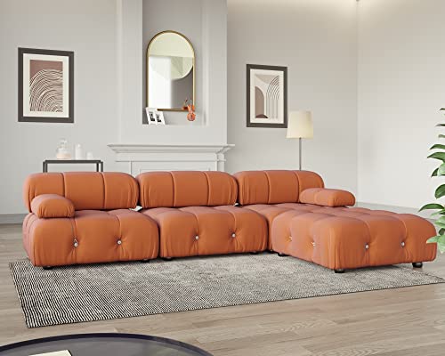 Sdorens Modern Velvet Sectional Sofa, L Shape Minimalist Modular Sofa Couch, Convertible Sofa Couch for Living Room, Apartment