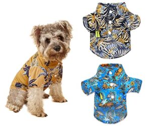 3 pack hawaiian t shirts for extra small dog button up summer puppy t-shirts breathable hawaii clothes puppy cool tee shirt xs beach coconut floral printed camp polo vacation clothes