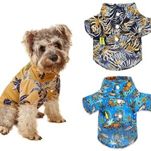 3 Pack Hawaiian T Shirts for Extra Small Dog Button Up Summer Puppy T-Shirts Breathable Hawaii Clothes Puppy Cool Tee Shirt XS Beach Coconut Floral Printed Camp Polo Vacation Clothes