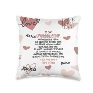 granddaughter pillow from nana and papa, gift nana and papa, granddaughter gift throw pillow, 16x16, multicolor