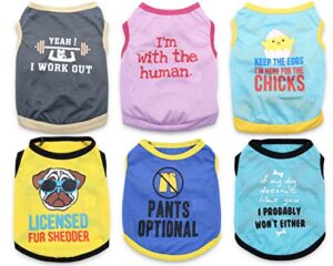 droolingdog 6 pieces small puppy t shirt for boy dog clothes girl puppy shirts breathable t-shirt for small dogs girls boys chihuahua clothes yorkie tshirts