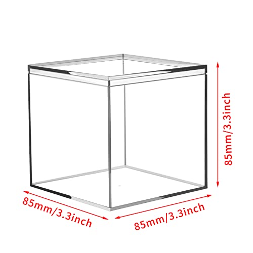 Hewomate Acrylic Boxes for Display, 3.3x3.3x3.3 Inches 4 Pack Clear Plastic Acrylic Favor Boxes, Small Acrylic Box with Lid, Square Cube Storage Containers for Candy Jewelry Pill and Tiny Item