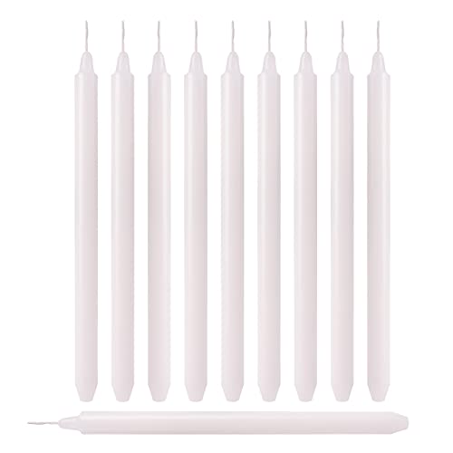 OSHADOW Taper 1/2 inch Candles - Pack of 10 Unscented, 8 Inch Tall Candles - 1/2 inch Candles - Taper Candle - 1/2 inch White candlesticks