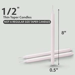 OSHADOW Taper 1/2 inch Candles - Pack of 10 Unscented, 8 Inch Tall Candles - 1/2 inch Candles - Taper Candle - 1/2 inch White candlesticks