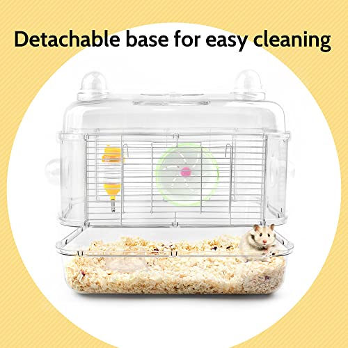 PUPPIFUN Large Transparent Hamster Cage, Connectable and Expandable Hamster Habitat, Includes Exercise Wheel, Food Dish, Water Bottle and 15 Pcs DIY Tunnel for Small Syrian Hamster