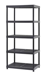 juggernaut storage 5-level heavy duty plastic shelving system, black/gray (rshd3624-5bg)