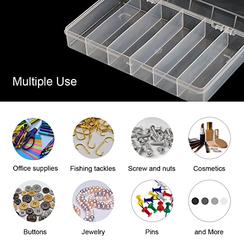 Vidifor 2 Pack 6 Grids Tackle Box Organizer Mascara Brushes Container Fishing Tackle Tray Box Plastic Storage Organizer Container for Crafts, Beads Earrings, Screws, Nail, Pins