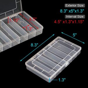 Vidifor 2 Pack 6 Grids Tackle Box Organizer Mascara Brushes Container Fishing Tackle Tray Box Plastic Storage Organizer Container for Crafts, Beads Earrings, Screws, Nail, Pins