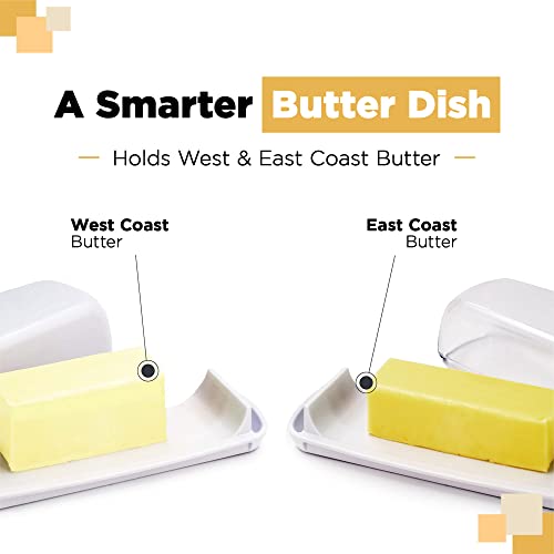 Butter Hub Butter Dish with Lid, Butter Keeper for Countertop, Easy Scoop, No Mess Lid, Dishwasher Safe (Clear)