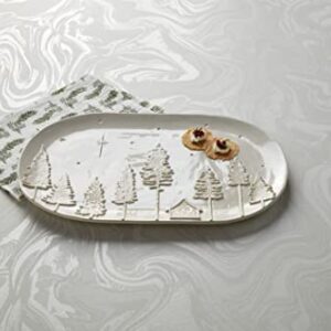 Mud Pie Stoneware White Christmas Tree Serving Platter