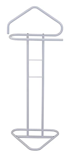 KB Designs - Metal Suit Tie Valet Stand Rack, Clothing Organizer, White