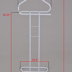 KB Designs - Metal Suit Tie Valet Stand Rack, Clothing Organizer, White